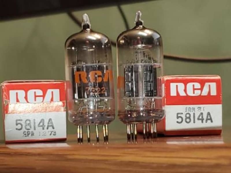 5814A Raytheon labeled "RCA" black plate/etched code | Reverb