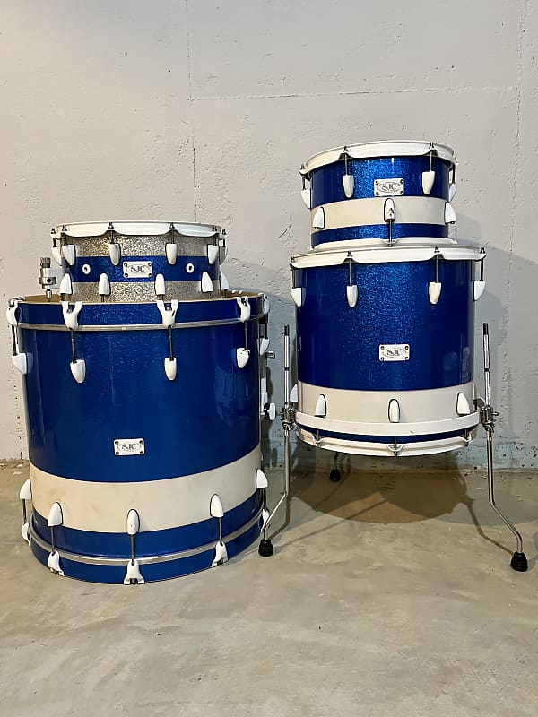 SJC Custom Drum Kit 2010’s - Blue Sparkle / Frosted Acrylic | Reverb