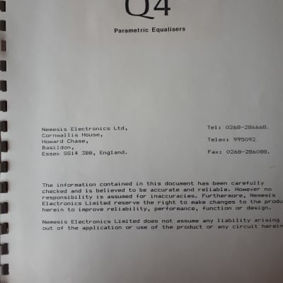 User Guide and Block Diagrams for Nemesis Q4 Parametric | Reverb