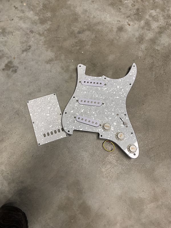 Loaded squier pickguard in white pearl | Reverb
