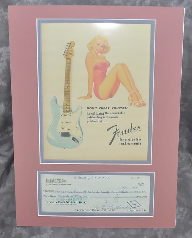 Leo Fender Autographed Signed 1966 Check w/ Vintage Style | Reverb