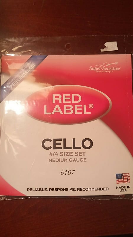 Super Sensitive Red Label full size 4/4 Size Cello Strings | Reverb