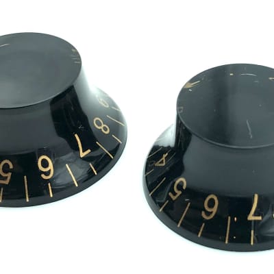 Les Paul Style Bell Bonnet Knobs Black/Gold | Reverb