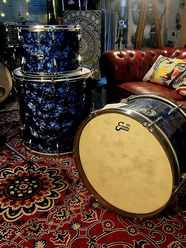 Vintage Stratford Besson Drum Kit 1960s - Blue Pearl | Reverb UK