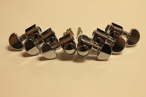 Grover Chrome 3+3 Per Side Guitar Tuners, Tuning Pegs for | Reverb UK