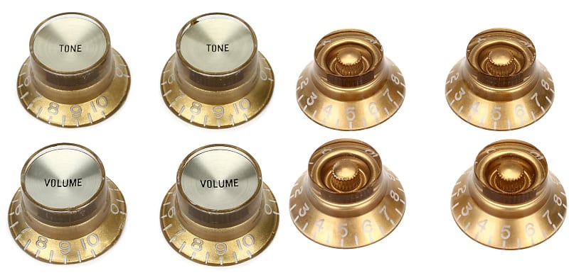 Gibson Accessories Top Hat Knobs with Inserts 4-pack - Gold | Reverb
