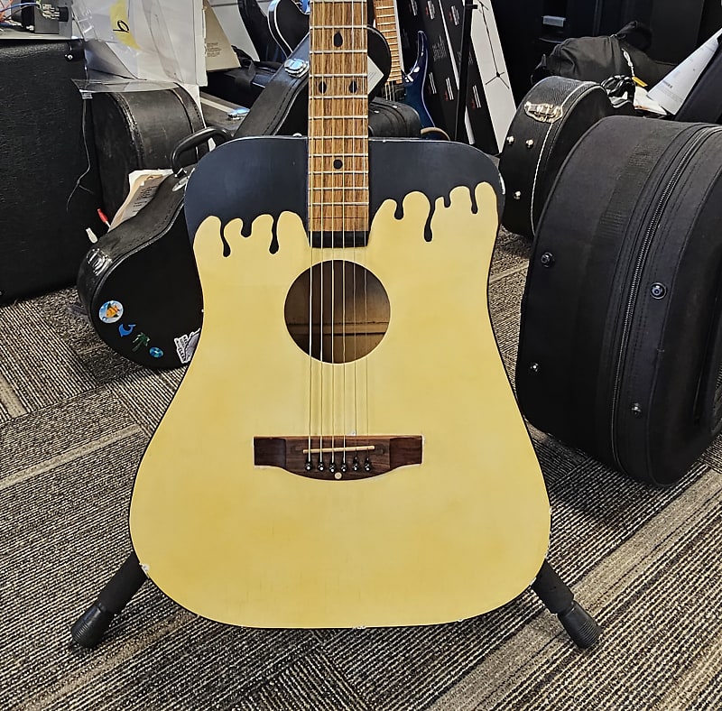 Handmade Dreadnaught Oil Spill & Yellow, Most Info Unknown! | Reverb