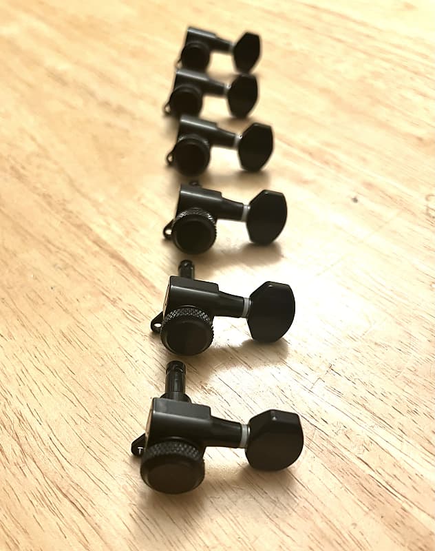 All Parts 6 In-Line Mini Locking Tuners 18:1 - Black | Reverb