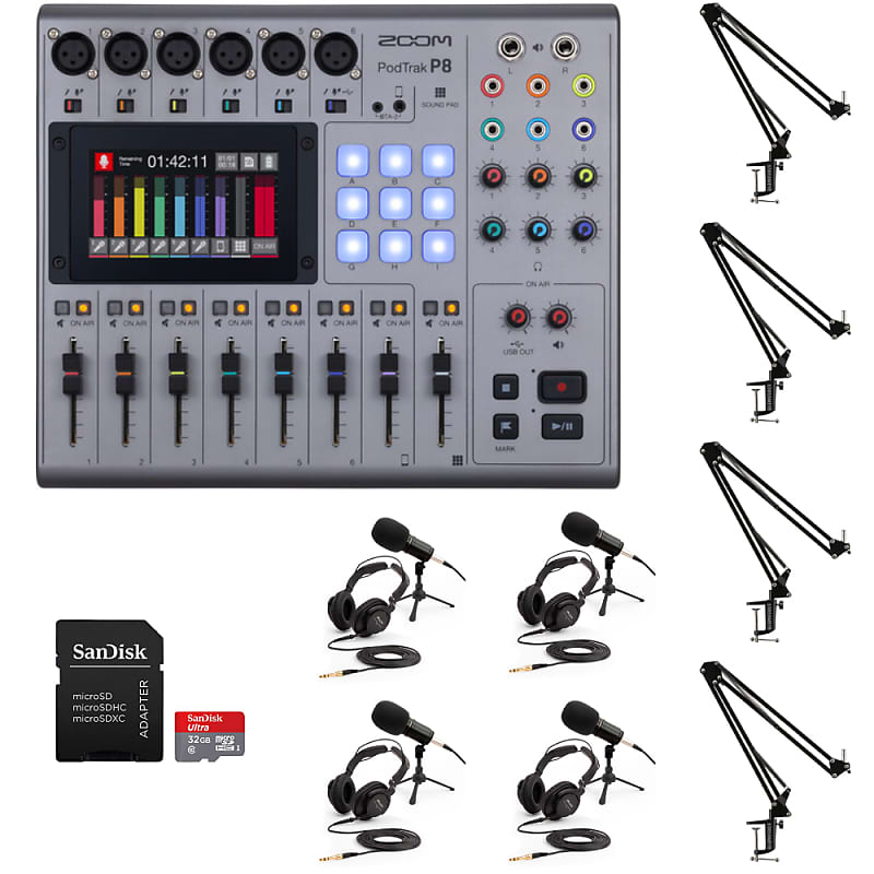 Zoom Podtrak P8 8-channel Podcasting Mixer with 4 StreamEye | Reverb