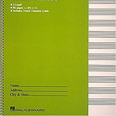Manuscript Paper - Standard Bound-Green spiral bound 96 pages | Reverb