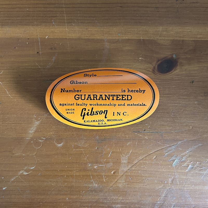 1960's Gibson Blank Orange Soundhole Label Union Made N.O.S. | Reverb