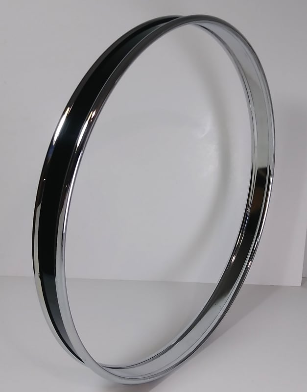 16" Chrome Bass Drum Hoop / Black Wrap Inlay | Reverb