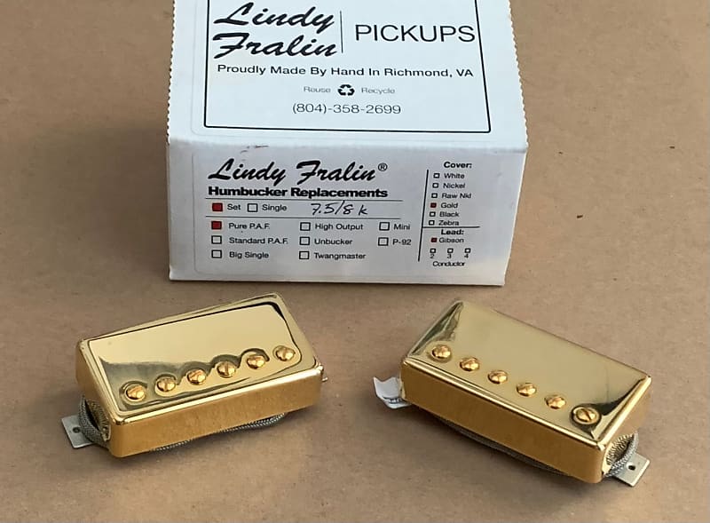 Lindy Fralin Pure PAF humbucker set, Gold - Free Shipping | Reverb