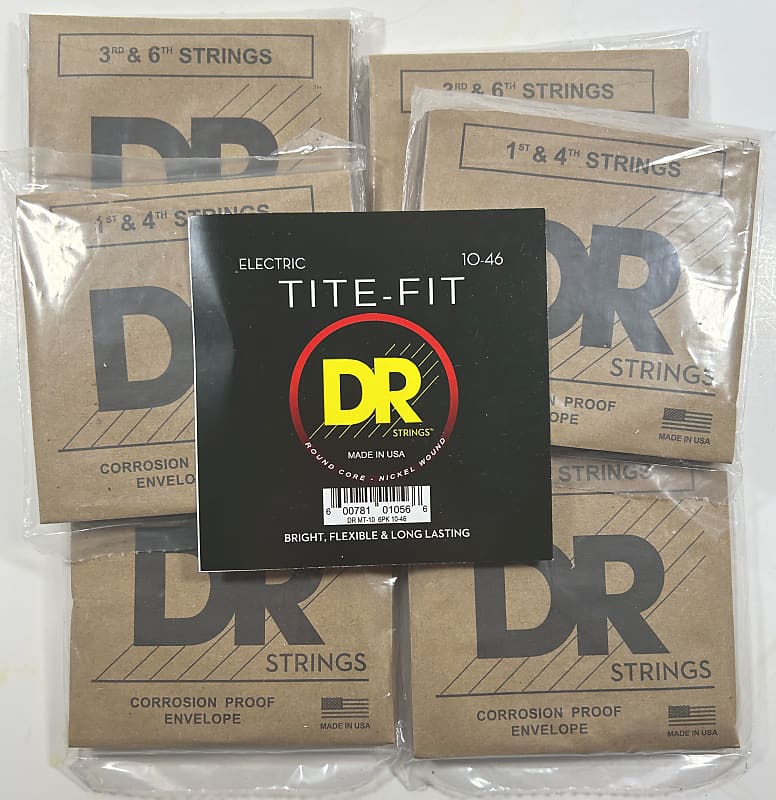 DR Guitar Strings 6 Packs Electric Tite-Fit 10-46 Medium | Reverb