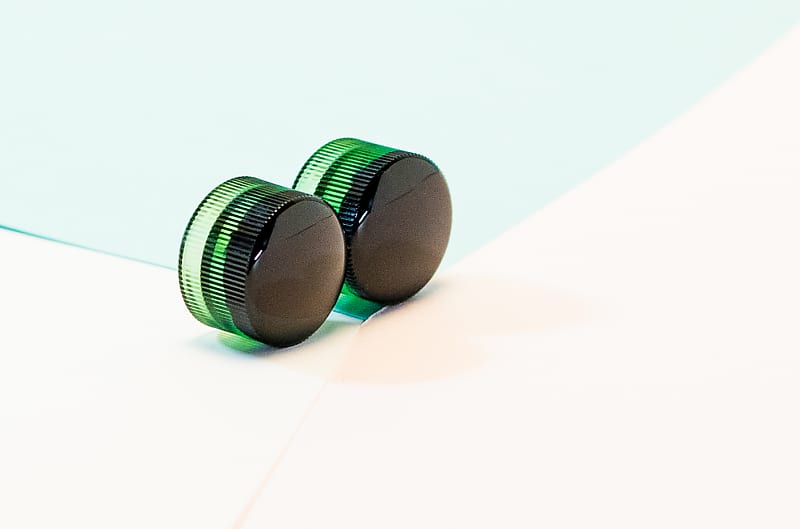 Blacktop Green Ribbed Set Screw Knob Duo | Reverb