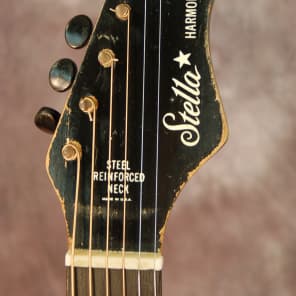 Stella Harmony H933 Fender Headstock Red Faux Tiger Stripe | Reverb