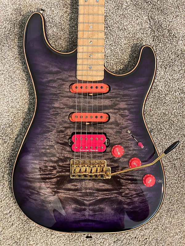 Warmoth Electric Guitar HSS Partscaster S-type - Purple Burst | Reverb