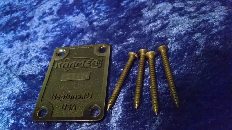 1987 Kramer Neck Plate Black w/screws "B" import plate | Reverb