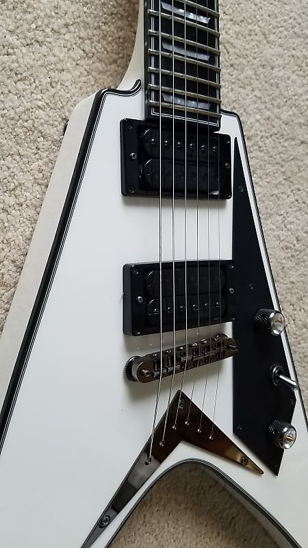 Samick JTR Sylvia 2000s White Flying V Inlays | Reverb