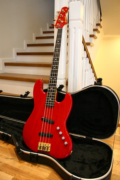 MOON Jazz Bass JJ-4 Tranparent Red Bartolini | Reverb