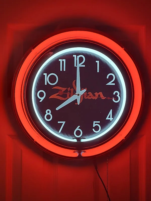 Zildjian Cymbals Double Neon Red/White Wall Clock Killer Cool | Reverb