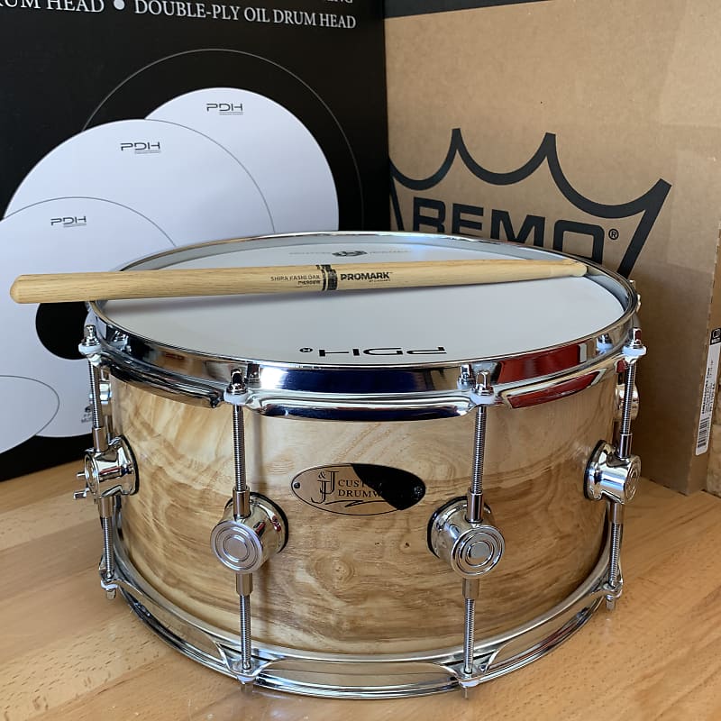 Snare Drum - J&J Custom DrumWorks Olive Burl Wood Artisan | Reverb