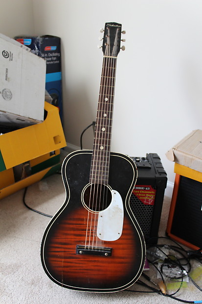 Silvertone Vintage 1960s Sears Parlor Guitar 604 Sunburst | Reverb