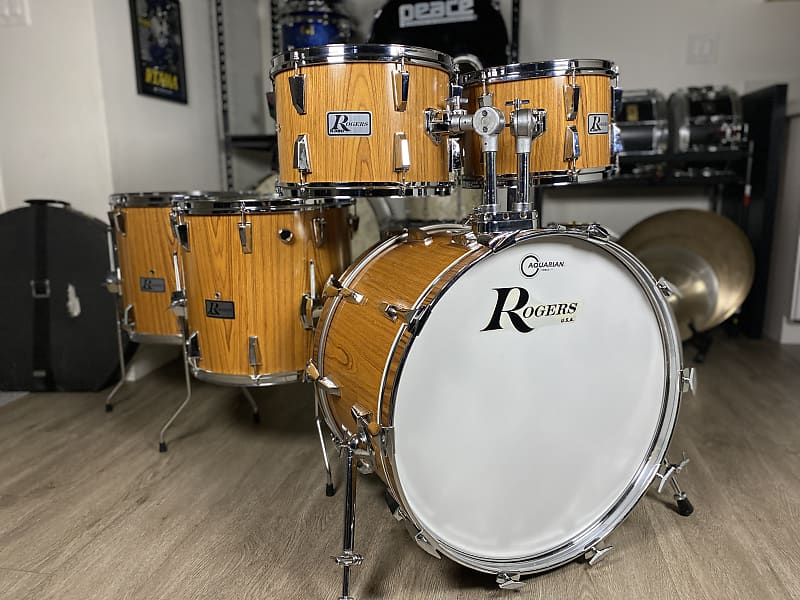 1970s Rogers R-380 Drum Kit Wood Grain | Reverb
