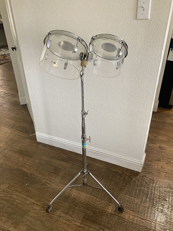 Ludwig Clear Vistalite 8 & 10 CONCERT TOM DRUMS WITH STAND | Reverb