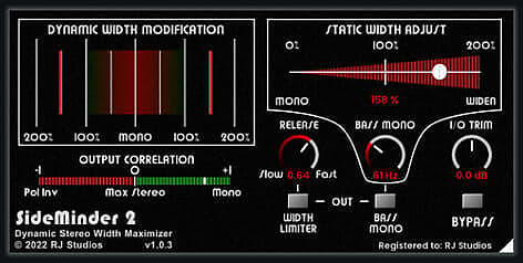 Raising Jake Studios SideMinder 2 Dynamic Stereo Width | Reverb UK