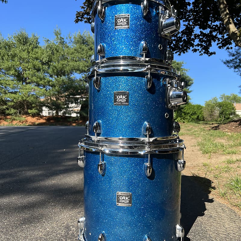 Yamaha Oak Custom 3 toms set 10” 12” and 14” floor Tom Blue | Reverb