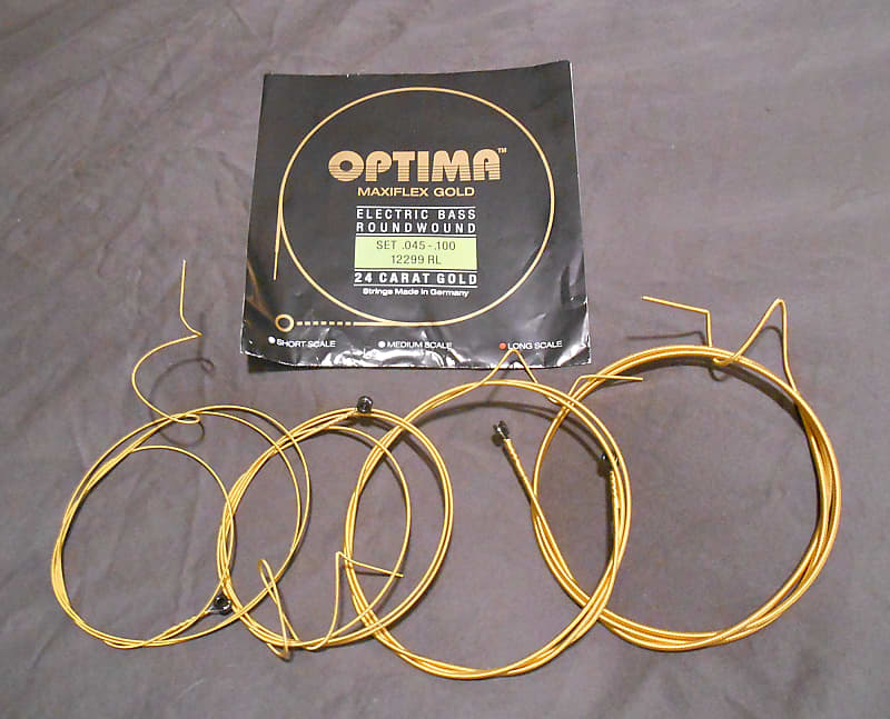 Optima 24 Carat Gold Bass Strings. 45 - 100. Made in Germany. | Reverb