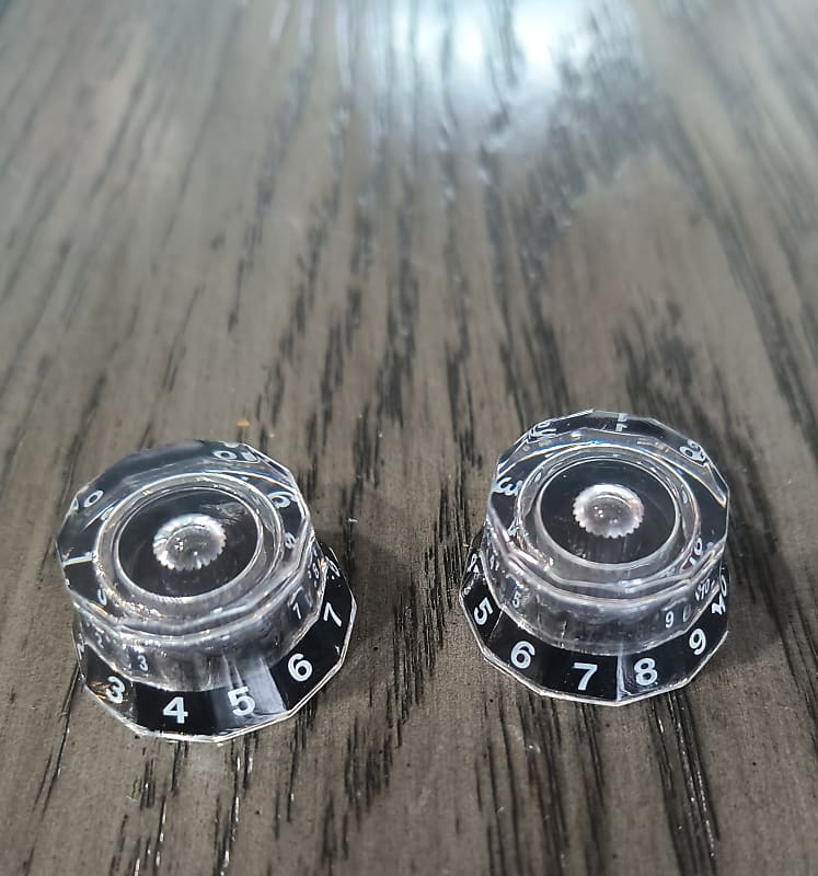 Nice Speed Knobs (2) Black/Clear for PRS, Les Paul, etc | Reverb