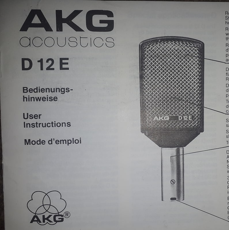 AKG User Instructions for D12 E mic in English, German and | Reverb