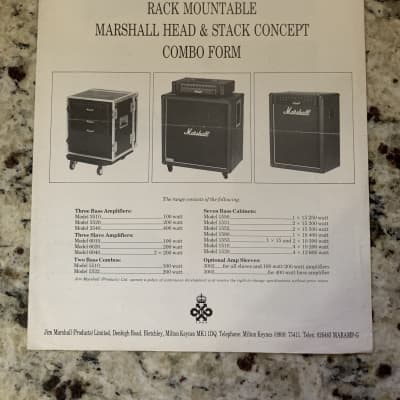 Marshall Bass Amp Brochure 80’s 3510 3520 3540 5510 | Reverb