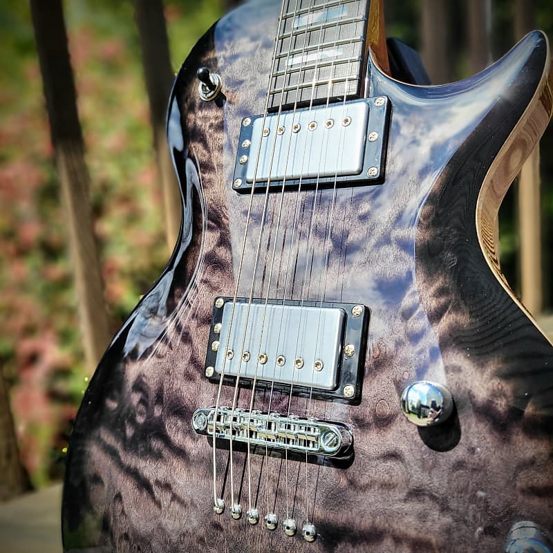 Kiesel CS6 Trans Black Burst Quilt Top Chambered Mahogany | Reverb