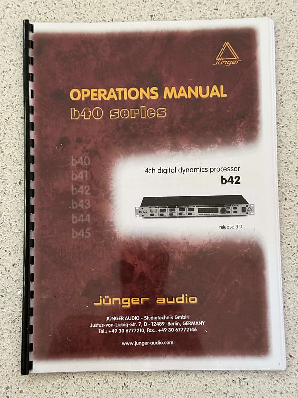 Junger 4 CHANNEL DIGITAL DYNAMICS PROCESSOR MANUAL | Reverb