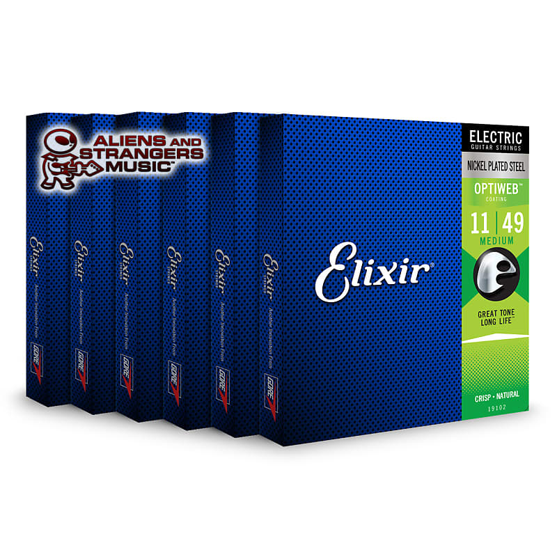 6-pack! Elixir Medium OPTIWEB Electric Strings 19102 | Reverb