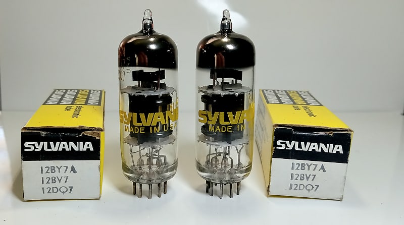Pair of Sylvania 12by7a/12bv7/12dq7 Black plates | Reverb