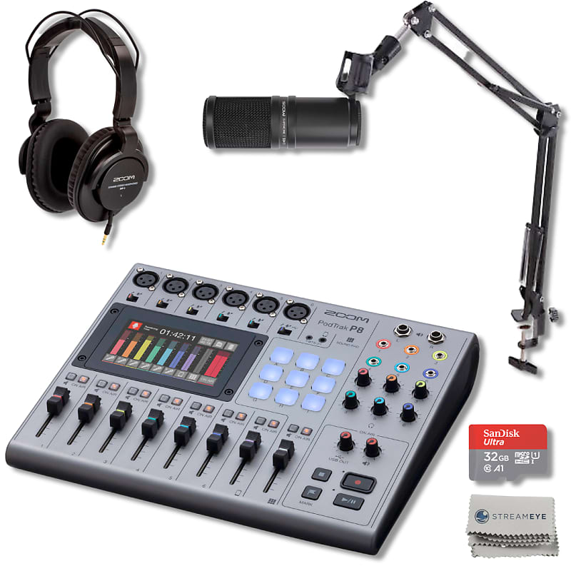 Zoom PodTrak P8 Podcast Equipment Bundle with Zoom ZDM-1 | Reverb