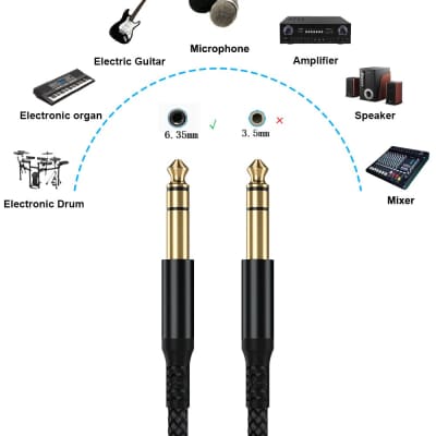 1/4 Inch TRS Interconnect Cable (20ft),Straight 6.35mm Male | Reverb