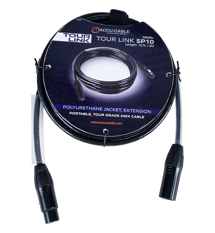 Accu-Cable Tour Link 5P10 5-Pin DMX Cable - 10 Feet | Reverb