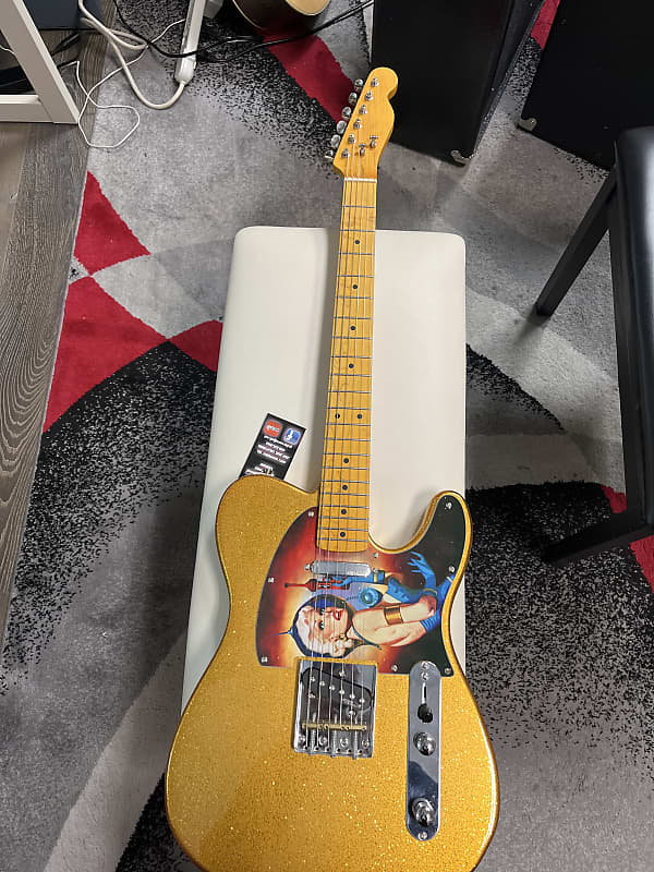 Custom built guitar Telecaster style Gold sparkles | Reverb