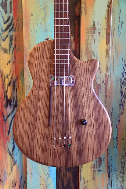 Custom Short Scale Zebra wood and Sapele Electric Bass Guitar | Reverb