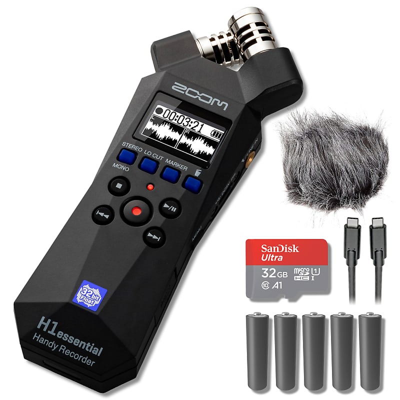 Zoom H1essential 2-Track 32-Bit Float Portable Audio Recorder | Reverb