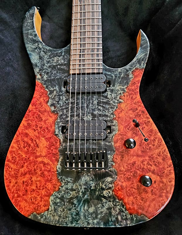 SJ Custom Guitars 7 String,burl Top ,hipshot Bridge, Gotoh | Reverb
