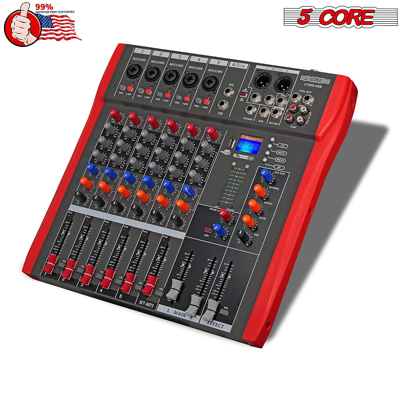 5 Core Audio Mixer 6 Channel DJ Mixing Board Professional | Reverb