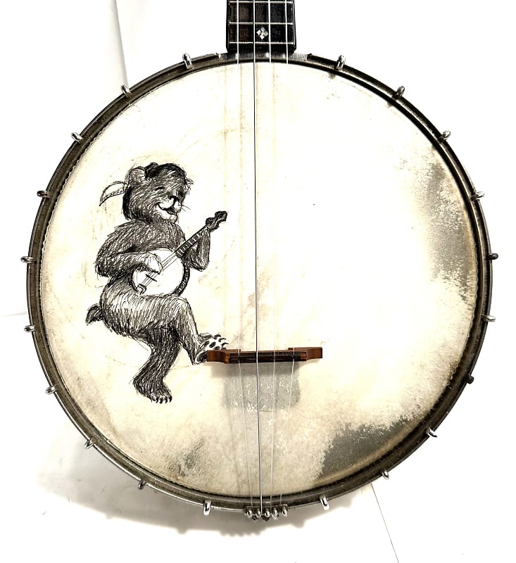 Vintage banjo ukulele with painted head Banjo bear 1930s - | Reverb
