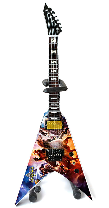 STRYPER 10" Miniature Guitar Michael Sweet Black Yellow V The | Reverb