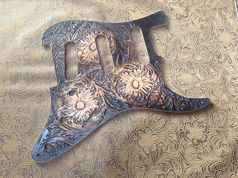 Custom Tooled Leather Pickguard fits Fender | Reverb Canada